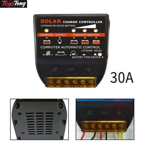 Solar Charge Controller PWM 30A 12V Build In Timer Battery Control ...
