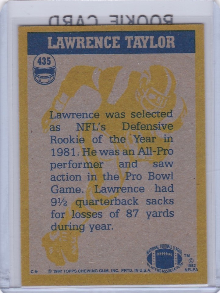 LAWRENCE TAYLOR ROOKIE CARD 1982 Topps VINTAGE FOOTBALL $$ RC New York ...