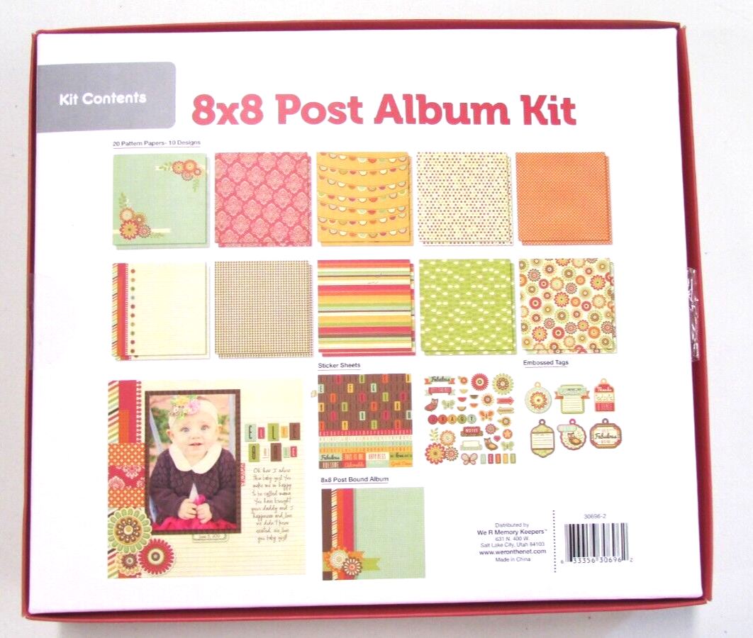 NEW SCRAPBOOK Album We R Memory Keepers -Post 8 x 8 Album Kit 10 design ...