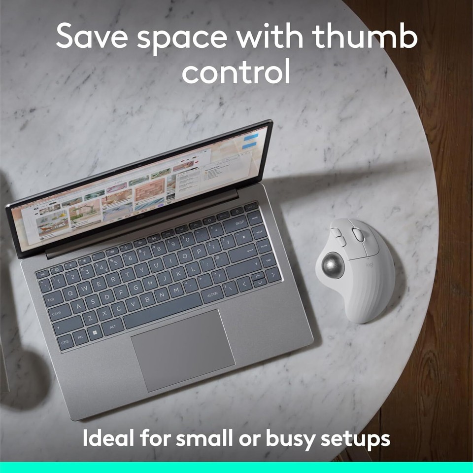 Logitech Ergo M575 Wireless Trackball Mouse - Bluetooth/USB, Ergonomic ...