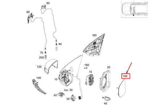 NEU MERCEDES-BENZ GLE W167 VORDERE LINKE TÜRSPIEGELGLAS LHD A1678107301 ...