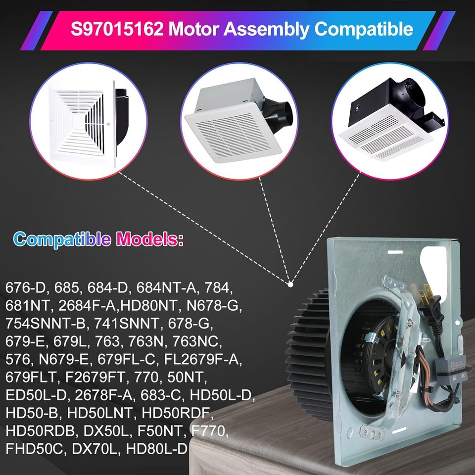 S97015162 Bathroom Exhaust Fan Motor for Broan NuTone 683-C 676-D 685 ...