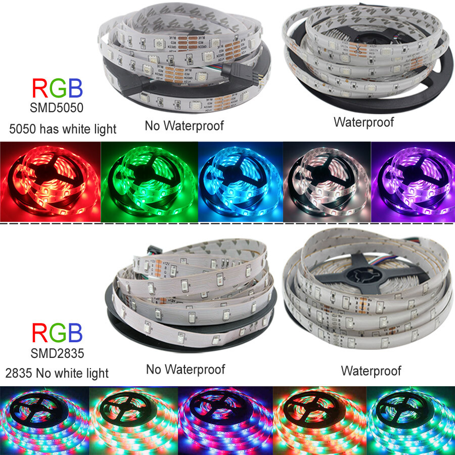 5M 10M 15M LED Strip Light RGB 2835 5050 SMD Flexible Ribbon RGB Stripe ...