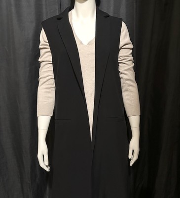 Forever 21 Women's Black Sleeveless Mid Length Vest Coat Small | eBay