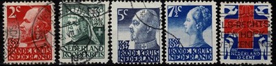 1927 OLANDA SERIE 60° ANN. CROCE ROSSA OLANDESE 5 VALORI USATI MF1916 ...