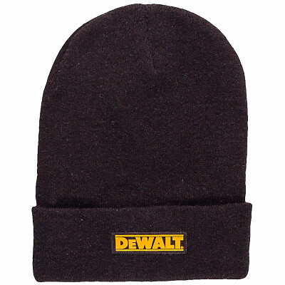 12 PAK DEWALT Extended Beanie Hat; Black with Black and Yellow Logo. | eBay