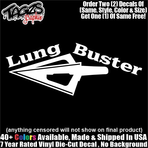 Lung Buster Arrowhead Hunting DieCut Vinyl Window Decal Sticker Car ...
