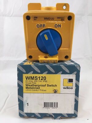 Wilco WMS120 Weatherproof Switch Metalclad 1 Pole 20A 250V 20mm entry ...