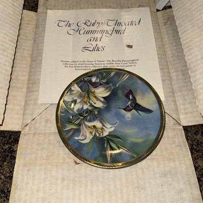 Pickard Ruby Throated Hummingbird and Lilies Collector Plate Cyndi ...