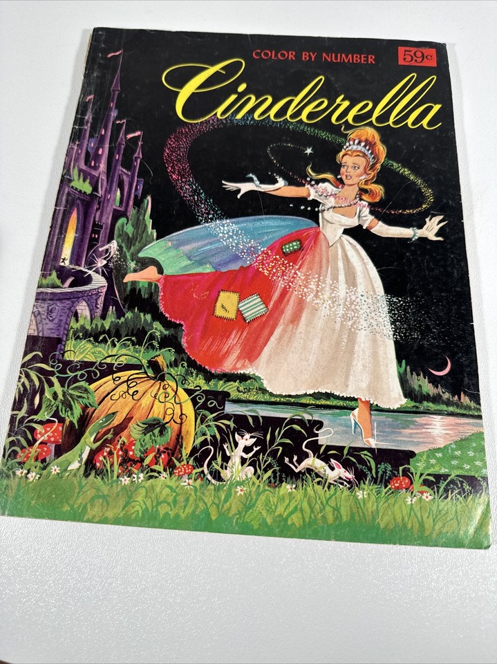 Vintage Color By Number Lot of 7 Cinderella Mother Goose Thumbelina ...