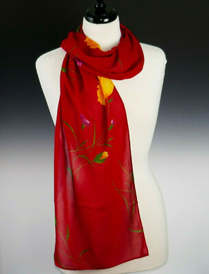JACQUE & KOKO Together Floral Oblong Rayon Scarf Red Yellow Green 63 ...