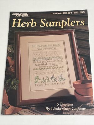 Leisure Arts Herb Samplers 5 Designs Leaflet 2561 Cross Stitch Pattern ...