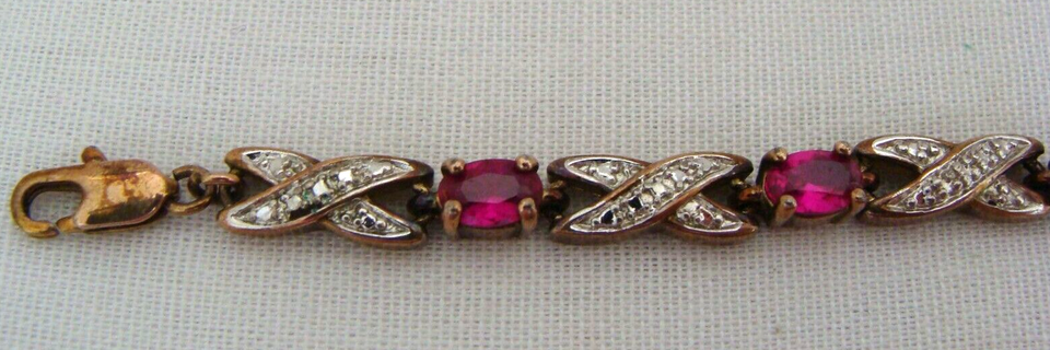 PAJ BB Prime Art Jewelry Gold-Tone Silver-Tone & Faux Ruby Tennis Style ...