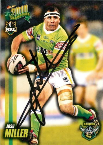 Signed 2010 CANBERRA RAIDERS NRL Card JOSH MILLER | eBay Australia