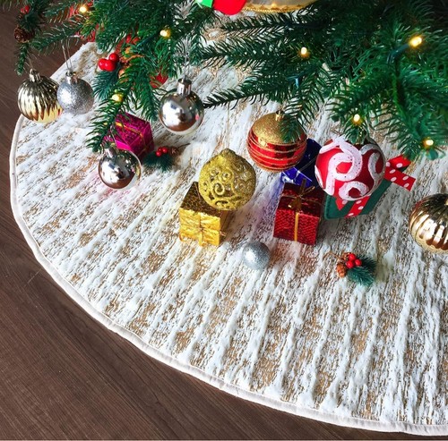 36 Inch Christmas Tree Skirt Bronzing Faux Fur Xmas Tree Skirt | eBay