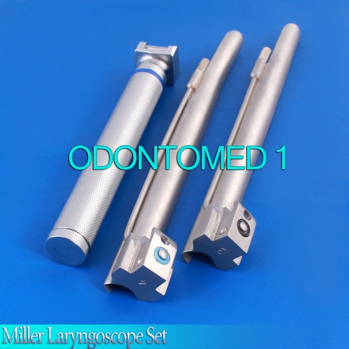 LARYNGOSCOPE SMALL HANDLE AA + 2 MILLER BLADE #3 and #4 ENT ANESTHESIA ...