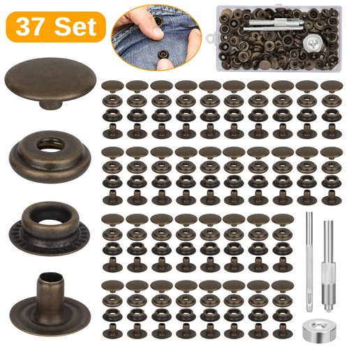 37 Sets Snap Fastener Kit 15MM Press Stud Cap Button Marine Boat Canvas ...
