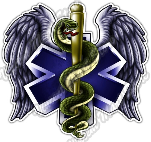 EMS Snake Wings Medical Paramedic Ambulance Car Bumper Vinyl Sticker ...