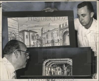 1963 Press Photo Renato Cellini & L.J. Arthur Work on Set of Romeo ct ...