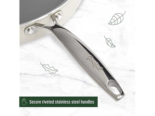 Goodful Ceramic Nonstick Pots & Pans Set Tempered Glass Steam Vented ...