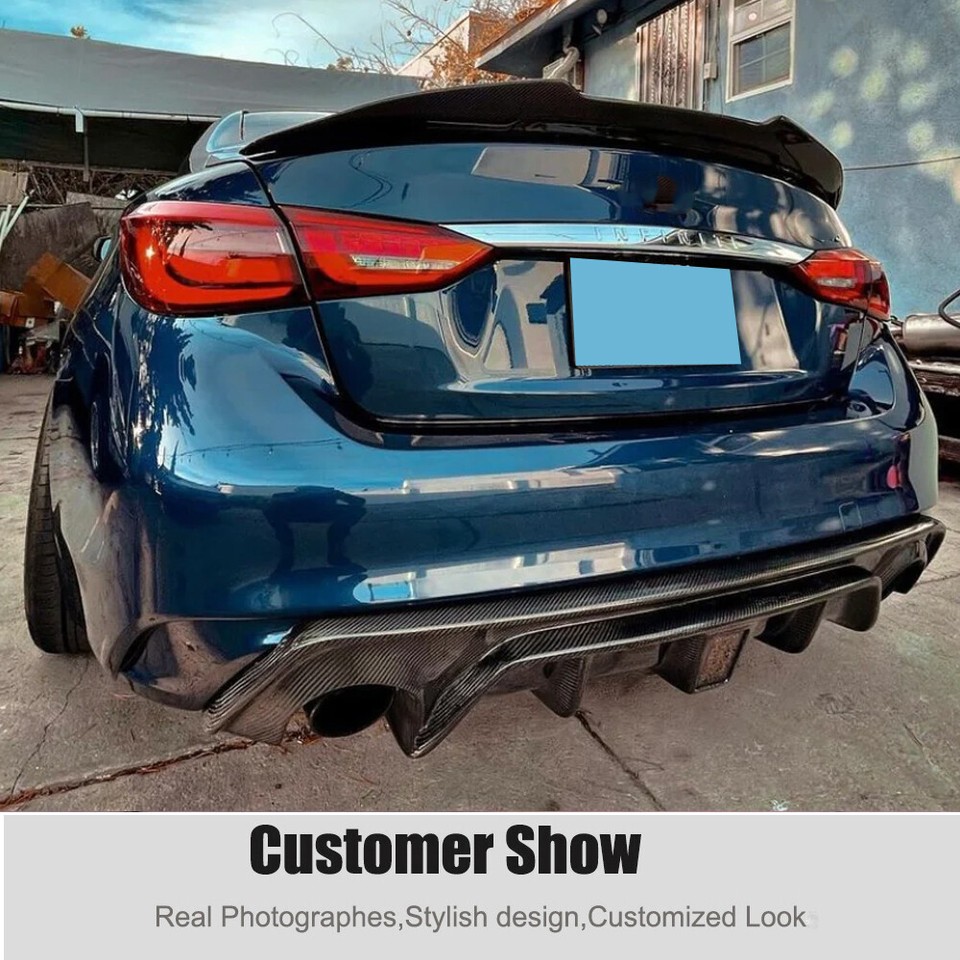 For Infiniti Q50 Q50S 2018-2023 Real Carbon Rear Bumper Lip Diffuser W ...
