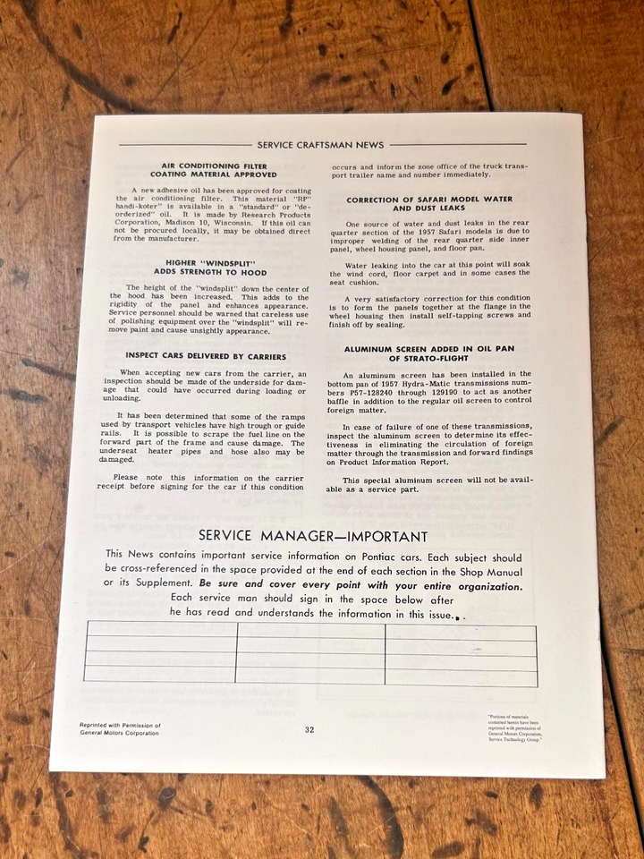 Pontiac Service Craftsman News Tri-Power Carburetion Information March ...