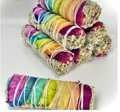 Smudge Sticks 8 x 4" Cali Sticks 7 Chakra Rose Petal White Sage | eBay ...