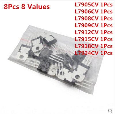 8Pcs 8 Values 7905-7924 7912 L7908-L7918CV L79 Voltage Regulator ...