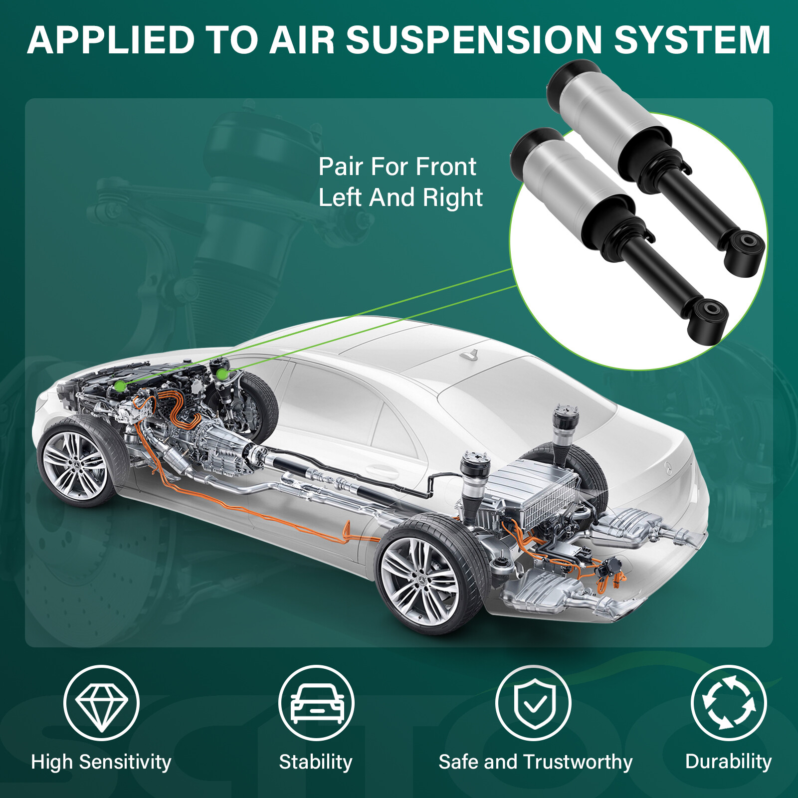 Front Pair Air Suspension Struts For Range Rover Sport, Land Rover LR4 ...