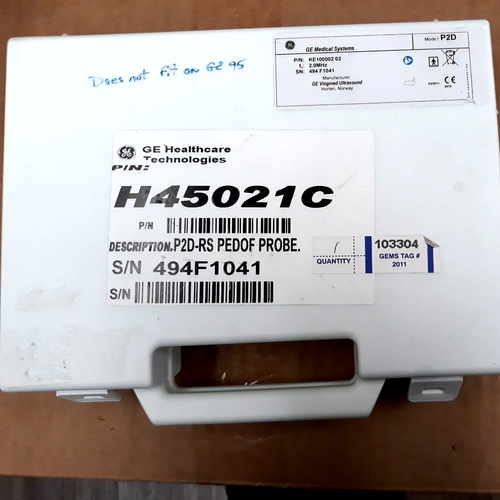 GE KE100002 02 P2D-RS Pedof Ultrasound Probe 2.0MHz in a case (E3) | eBay