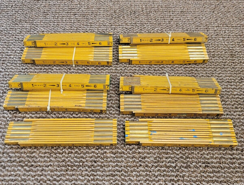 10 Royal Eagle Folding Wood Rule Measure Brick Masons Brass Slide X-672 ...