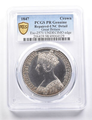 1847 Great Britain Crown PROOF Genuine PCGS Gothic *9511 | eBay