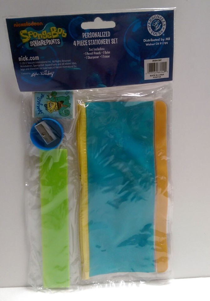 SpongeBob SquarePants School Set Pencil Pouch Eraser Ruler Sharpener ...