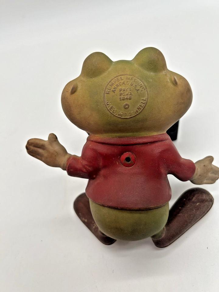 Vintage 1948 Rempel Froggy the Gremlin Rubber Squeeze Toy Frog 5" Works ...
