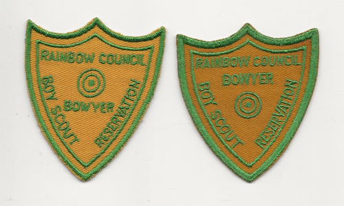 RAINBOW COUNCIL RESERVATION patch x 2 / " BOWYER " - Boy Scout BSA GnW ...