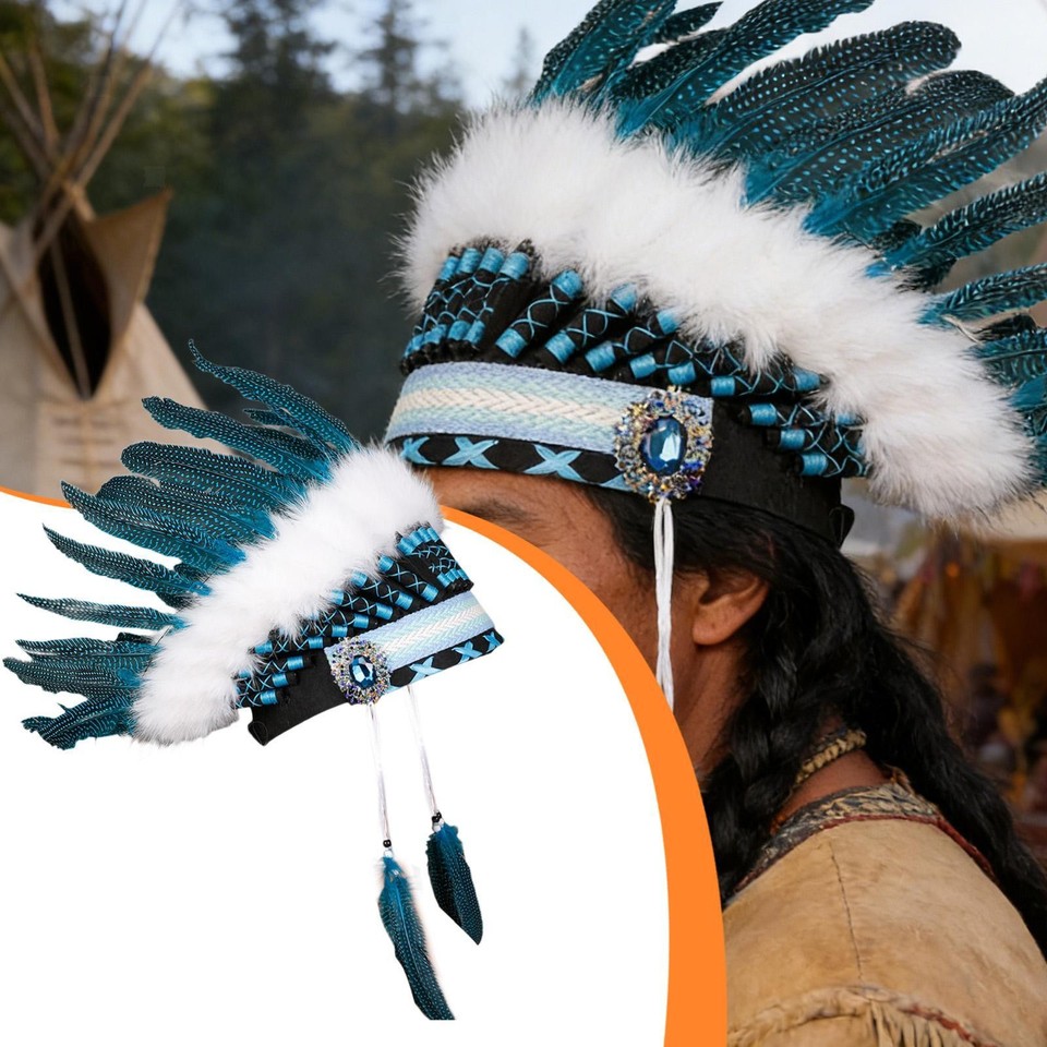 Feather Headdress for Men Women Native American Indian Inspired ...