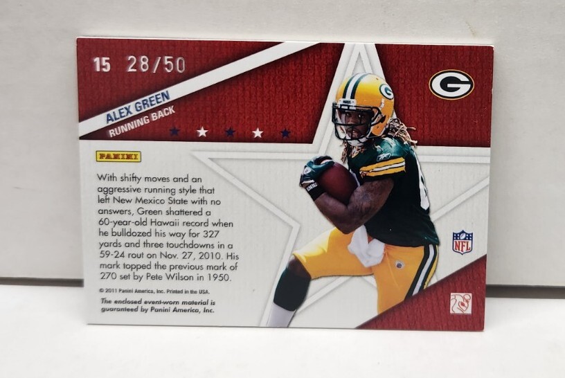 ALEX GREEN 2011 Absolute Star Gazing PRIME PATCH ~ #'d /50 ~ Green Bay ...