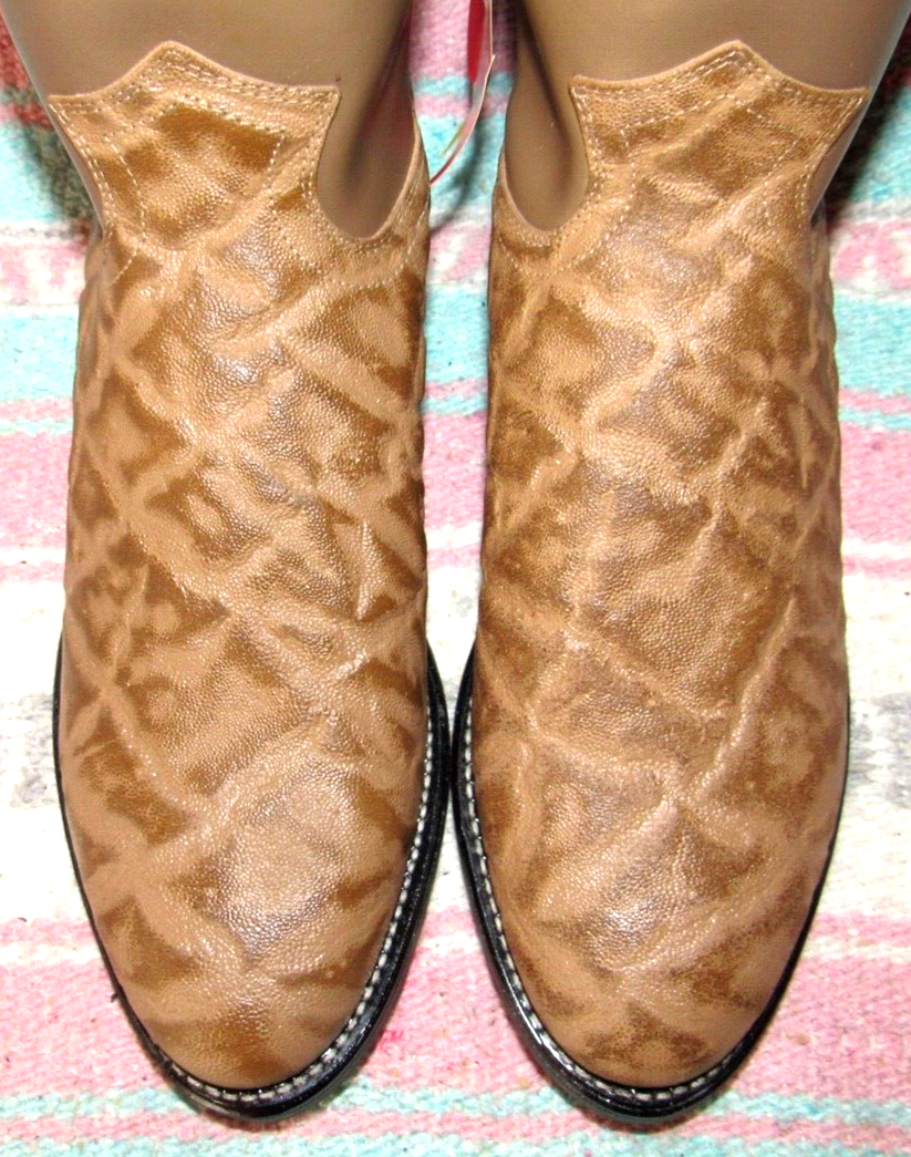 Mens Justin Diamond J Beige Elephant PRINT Leather Roper Cowboy Boots 8 ...