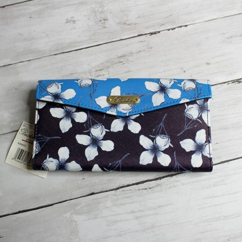 Buxton Women's Checkbook Wallet Blue Purple White Floral Credit Card ID ...