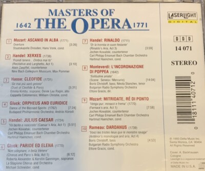 Masters of the Opera 1642-1771 Vol 1. Various 1993 CD New And Sealed | eBay