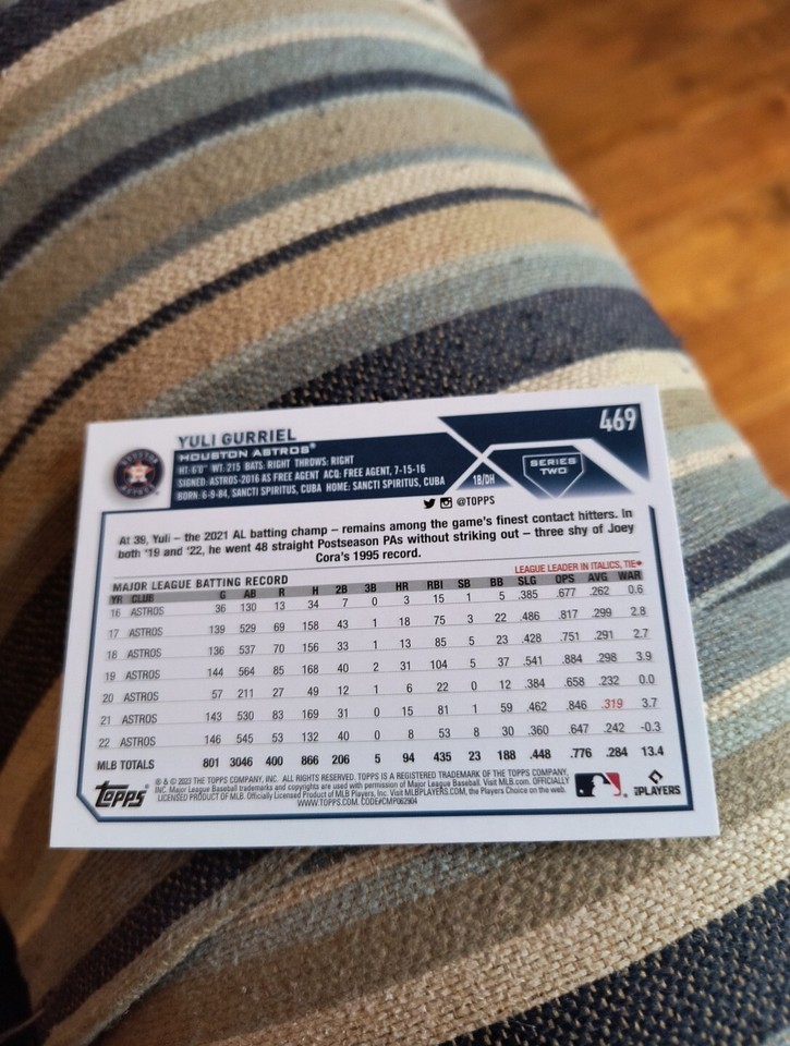 YULI GURRIEL 2023 TOPPS #469 FREE SHIPPING | eBay