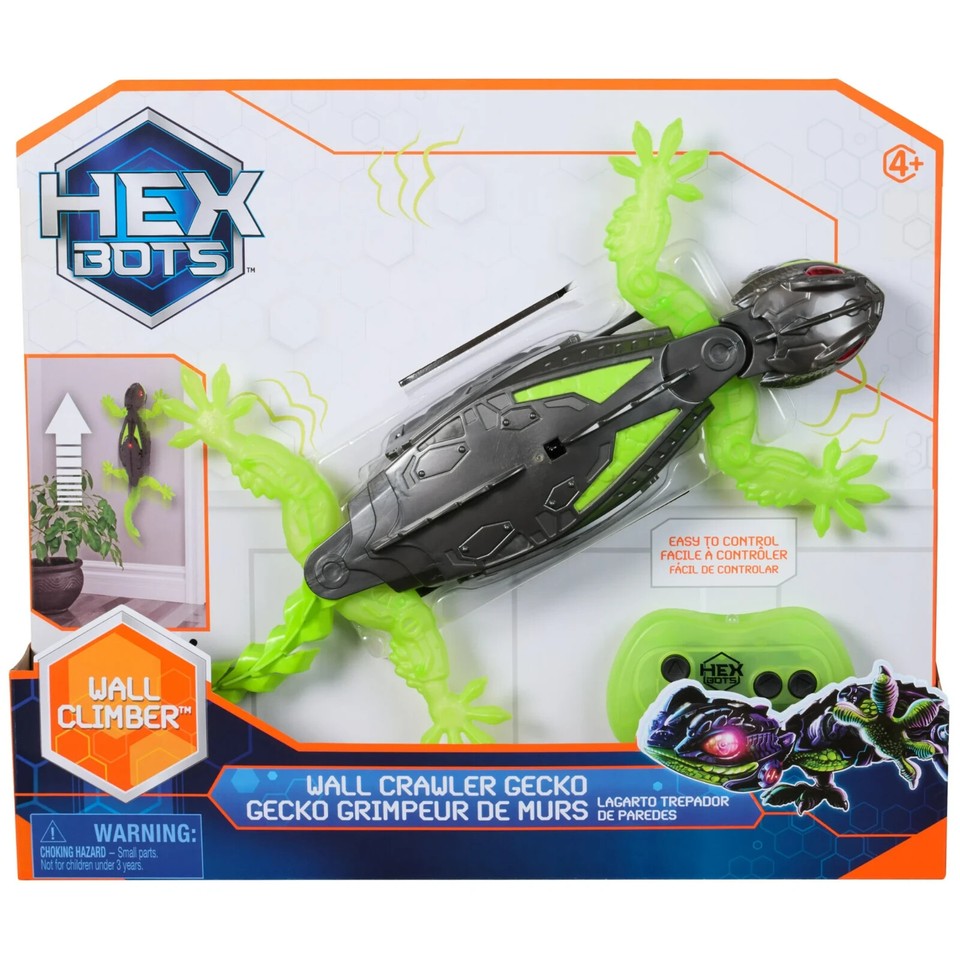 HEX BOTS Wall Crawler Gecko, Rechargeable Remote Control Robot Kids ...