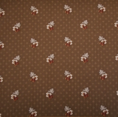 Civil War Reproduction Fabric 1 Yard Tan White Dk Red Floral on Brown ...