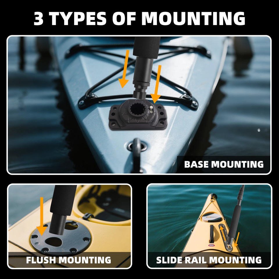 360 LED Light Pole Flag Kayak Safety Flag Pennant For Canoe Boat ...