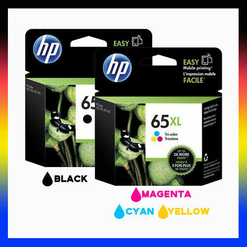 2x HP Genuine HP65 XL 65XL Black Colour HP DeskJet 3758 ENVY 5058 ...