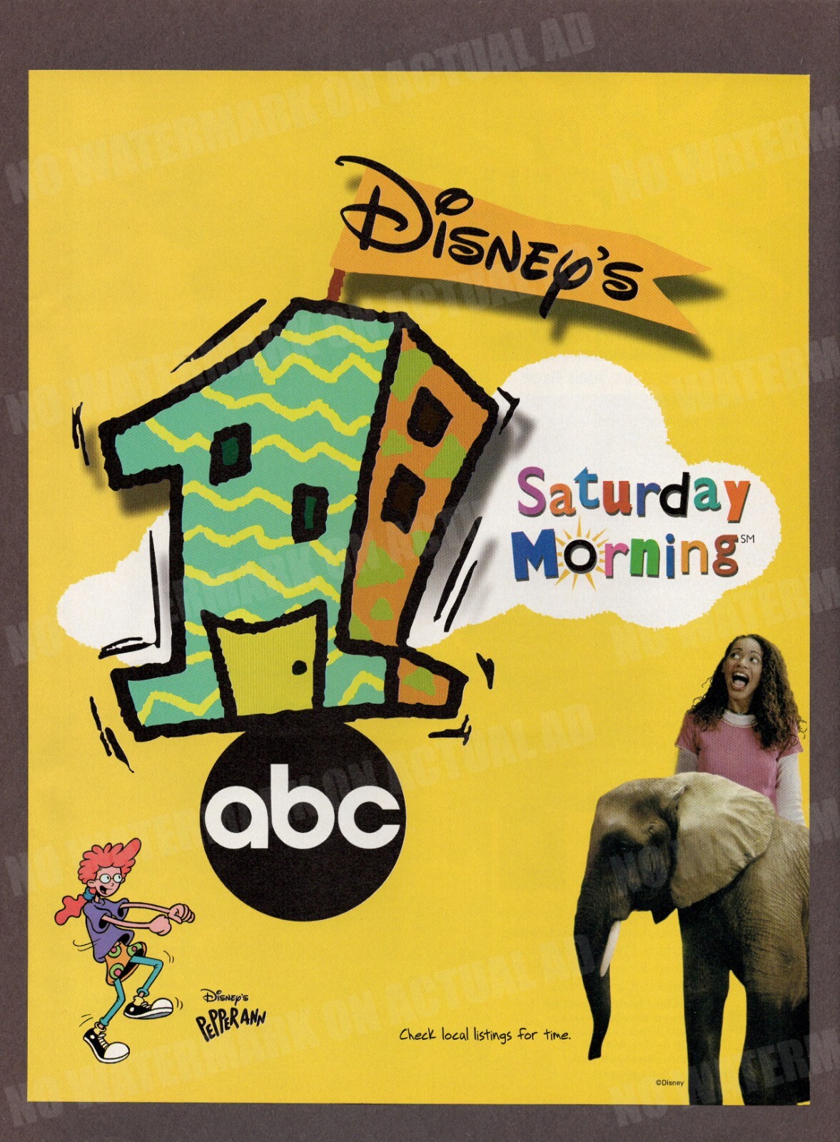 abc Disney's One 1 Saturday Morning 1999 Print Magazine Ad Cartoons ...