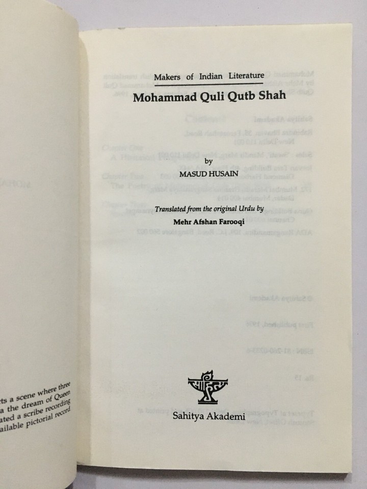 Husain, Masud: Mohammad Quli Qutb Shah (Makers Of Indian Literature ...
