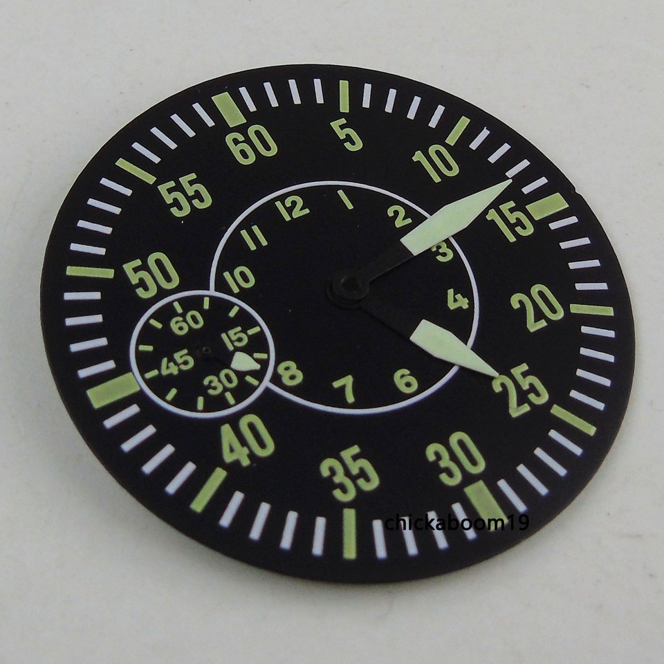 38.9MM Green numbers Sterile watch Dial+Hands Fit For ETA 6497 ST 3600 ...