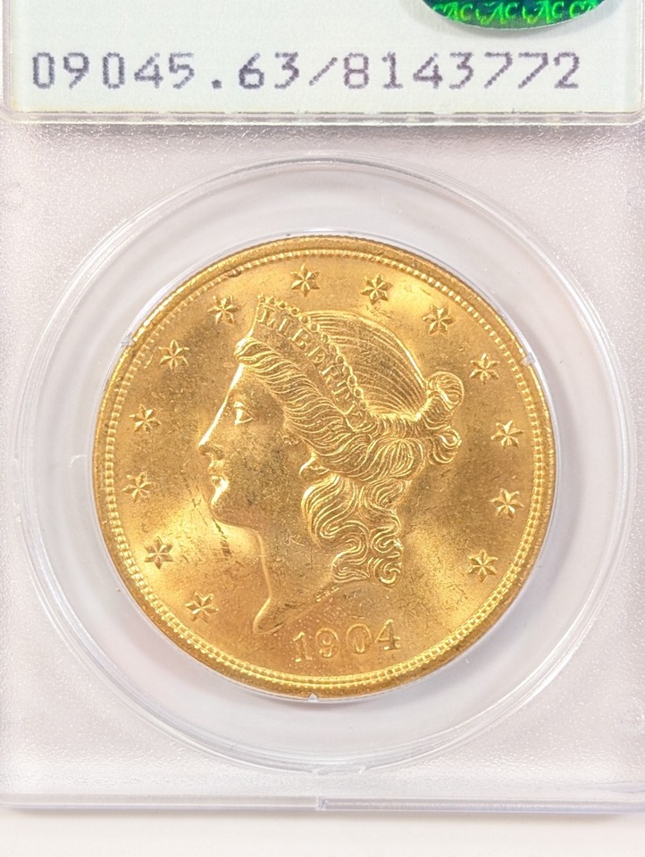 1904 $20 Gold Liberty Double Eagle PCGS MS63 🪙 Vintage OGH Rattler ...