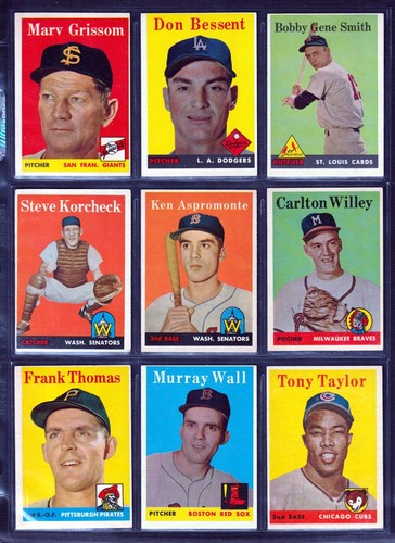 1958 Topps Baseball SET BREAK LOT 9 #399 401 402 403 405 407 409 470 ...